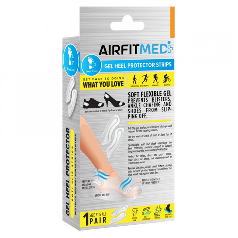 Emjay - AIRFIT MEDI FOOTCARE GEL HEEL PROTECTOR STRIPS - STICK ON SHOE DESIGN - 2 PIECE